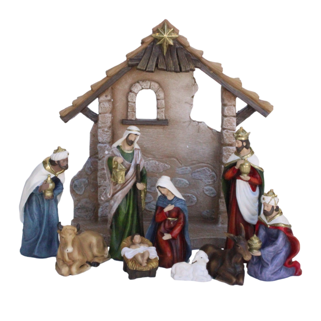 Nativity with Stable & Animals - Christmas Heirloom Company
