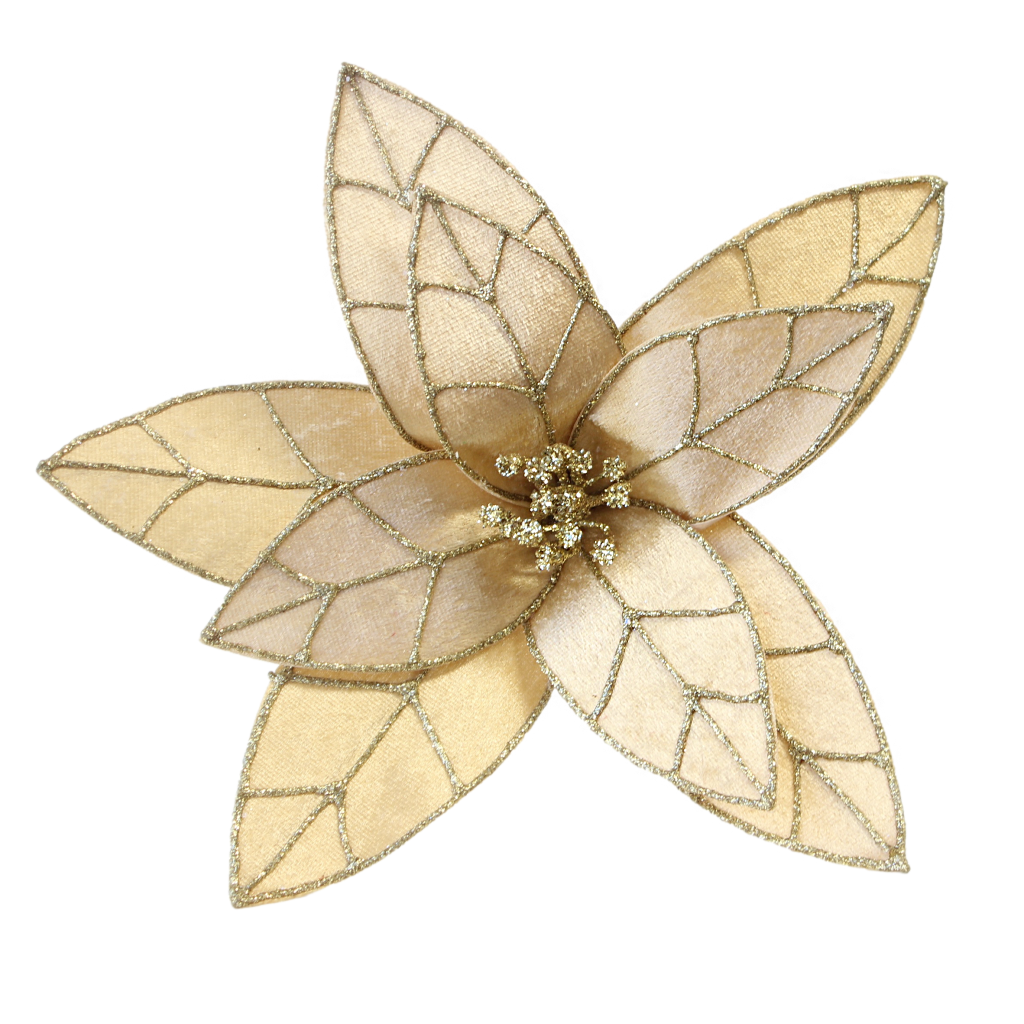 Gold Poinsettia - Glitter Veins - Christmas Heirloom Company