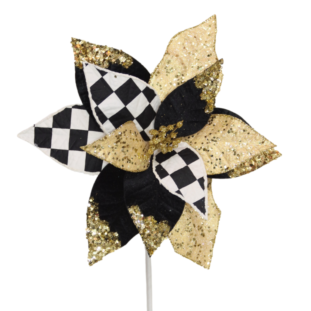 Check & Gold Poinsettia - Christmas Heirloom Company